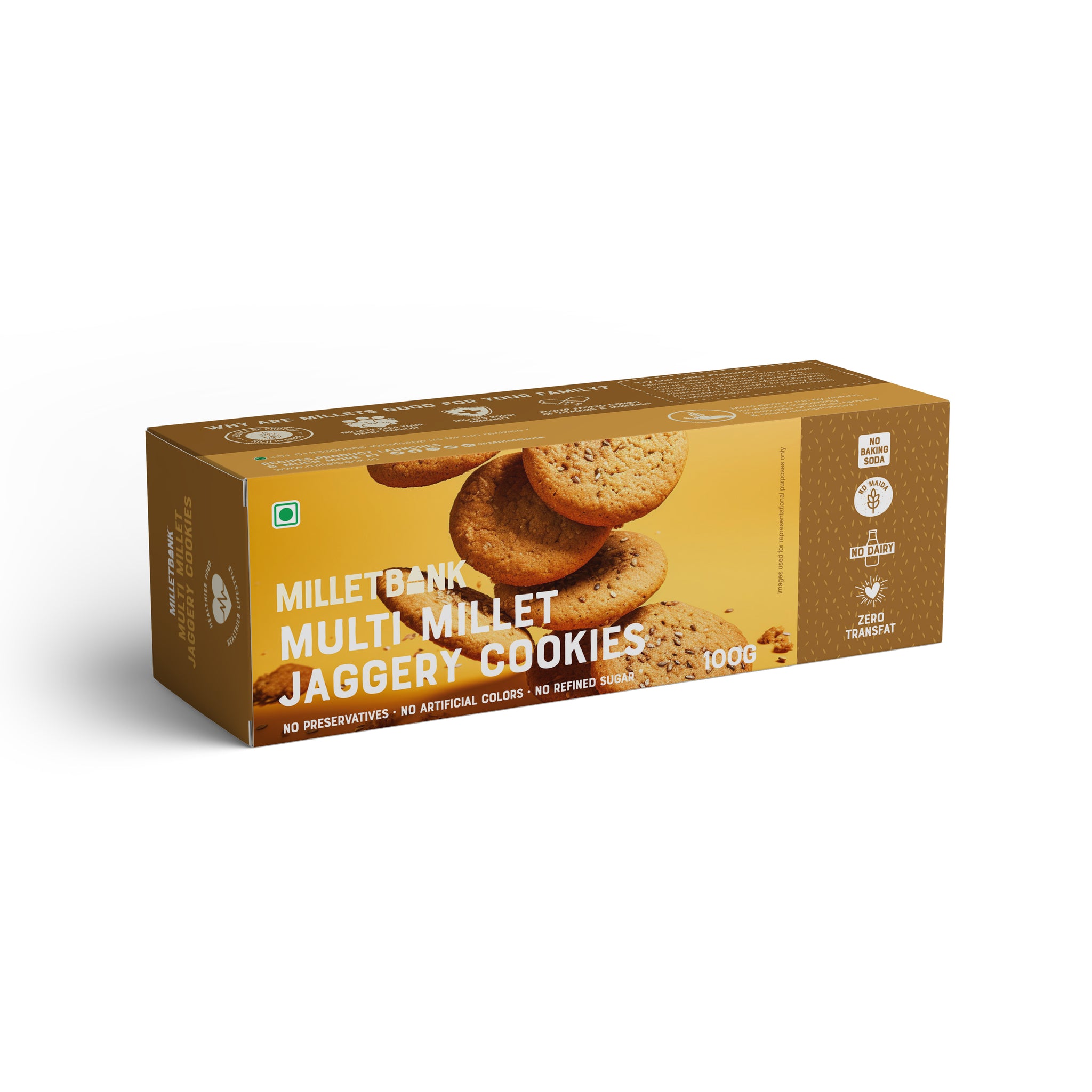 Buy Premium Multi Millet Jaggery Cookies by Millet Bank
