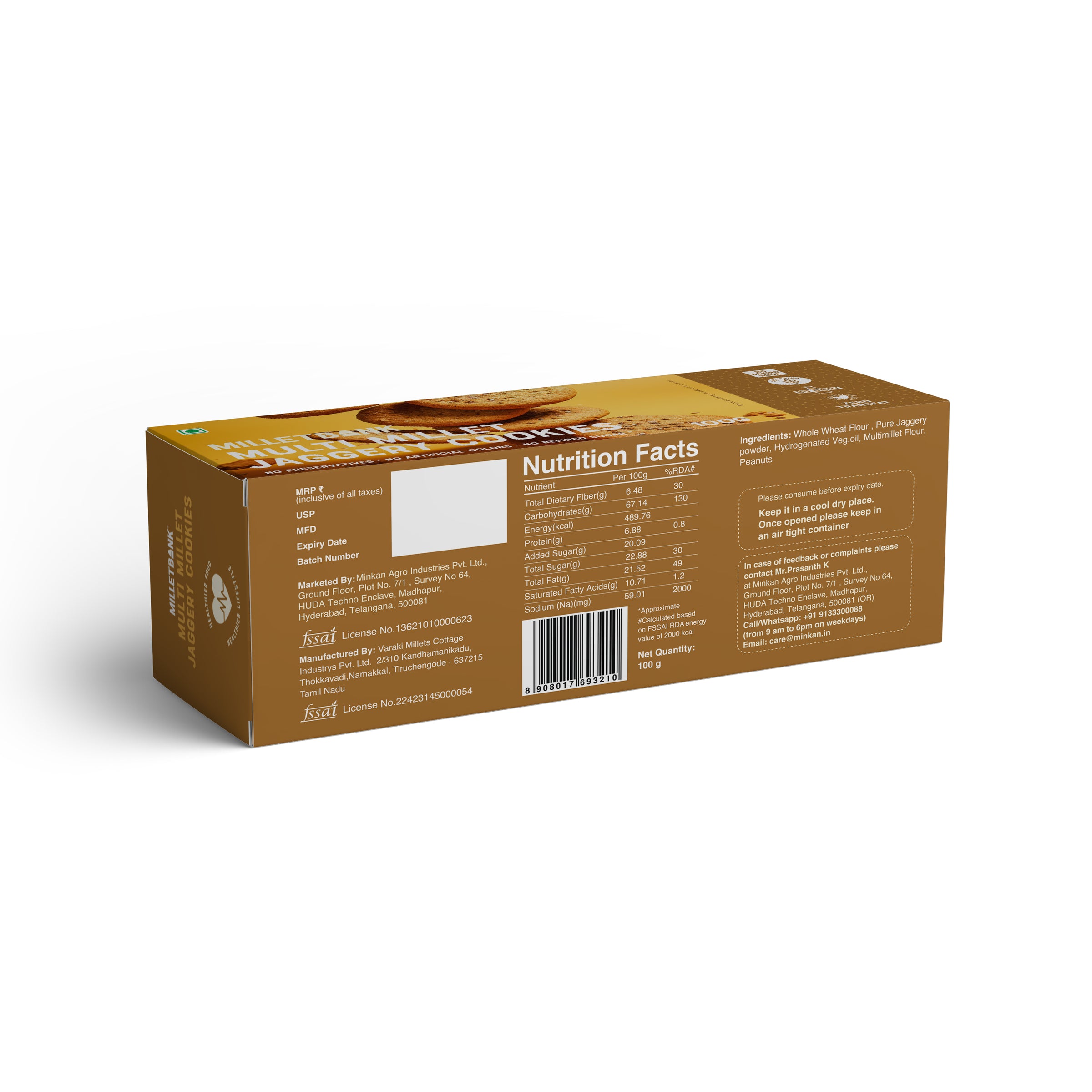 Buy Premium Multi Millet Jaggery Cookies by Millet Bank