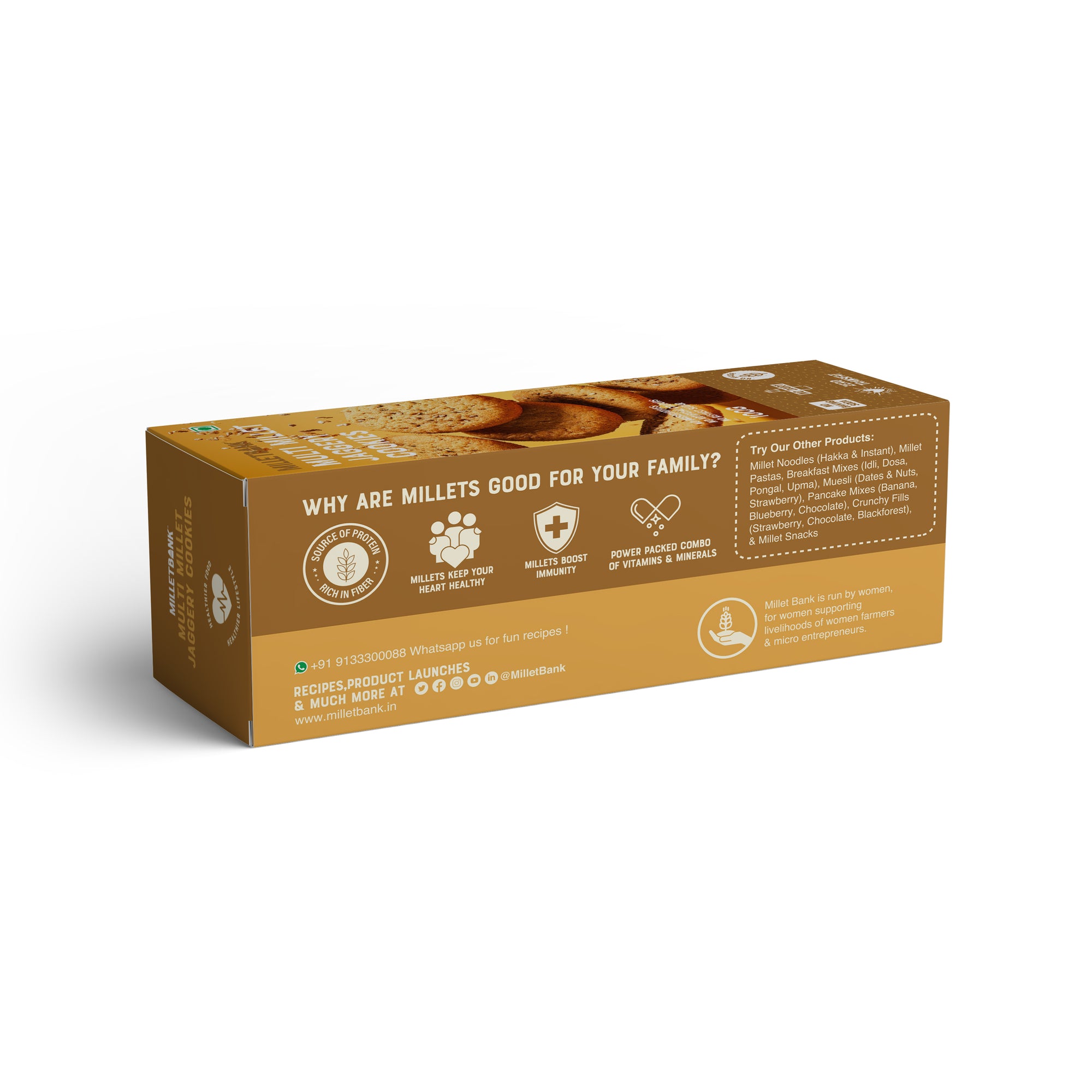 Buy Premium Multi Millet Jaggery Cookies by Millet Bank