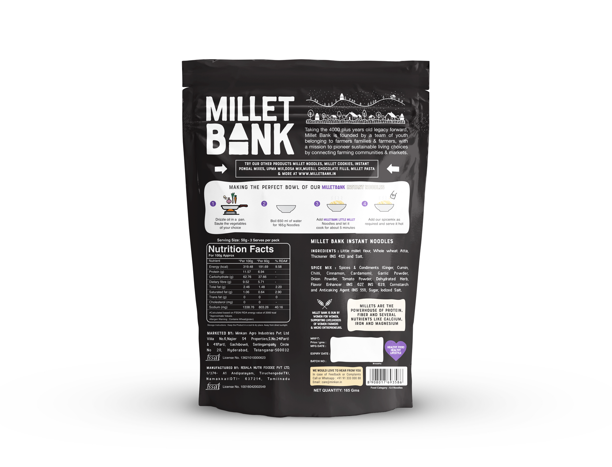 Buy Premium Instant Noodles from Millet Bank - No Maida - No MSG